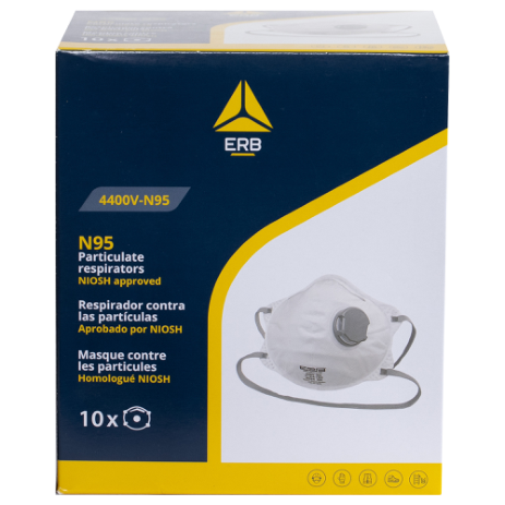 4400V N95 PARTICULATE RESPIRATOR WITH VALVE Box of 10 - Product - Delta ...