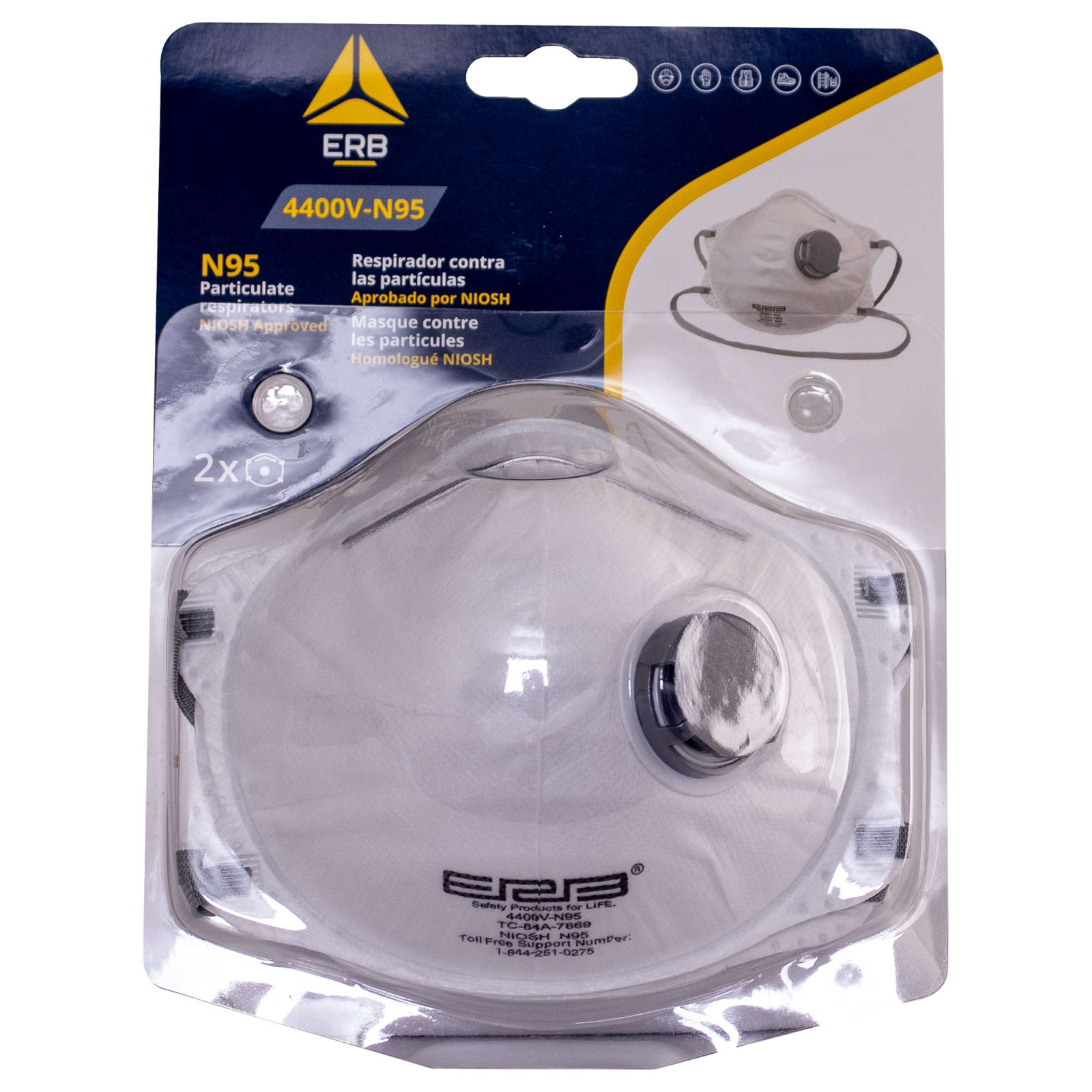 4400V N95 x2 PARTICULATE RESPIRATOR W/VALVE BLISTER - Product - Delta Plus
