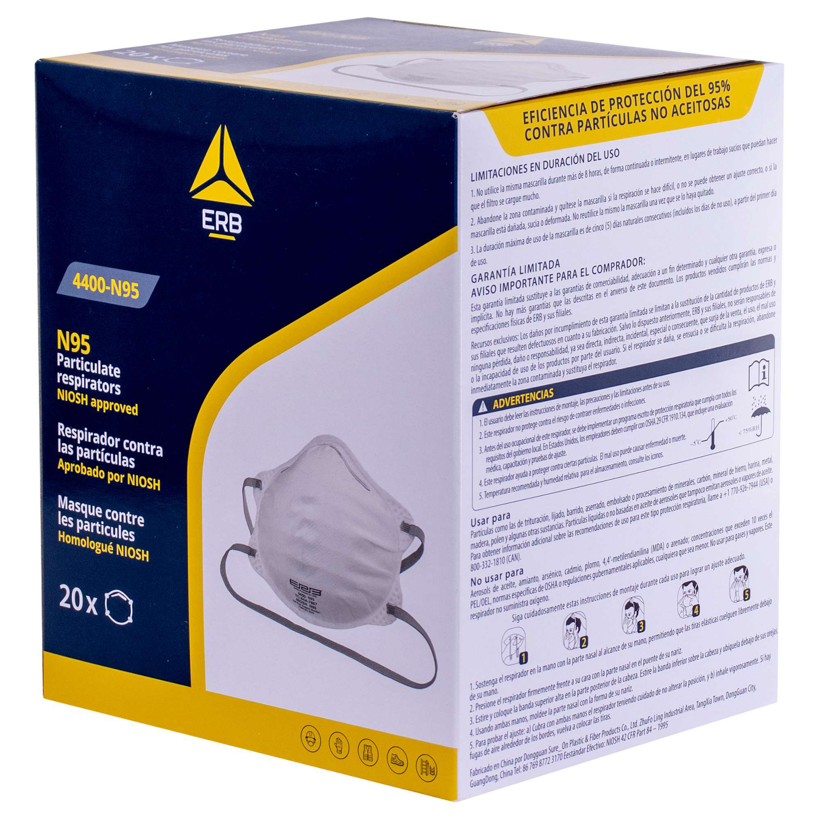 4400 N95 PARTICULATE RESPIRATOR Box of 20 - Product - Delta Plus